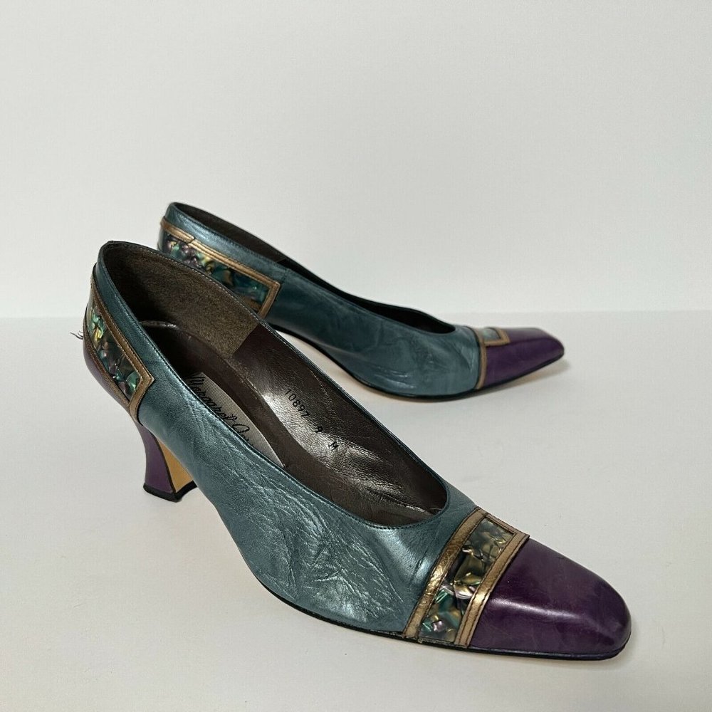 Vintage Margaret Jerrold Colorblock Pumps Heels Shoes… - Gem
